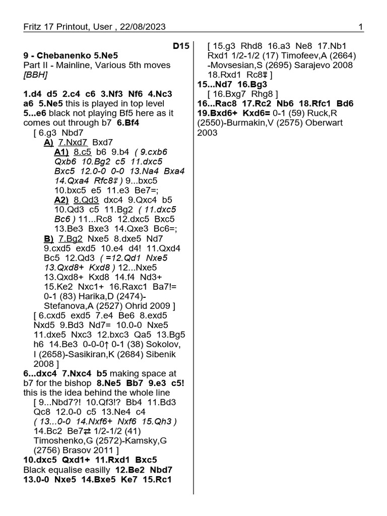 Chebanenko 5.ne5 | PDF