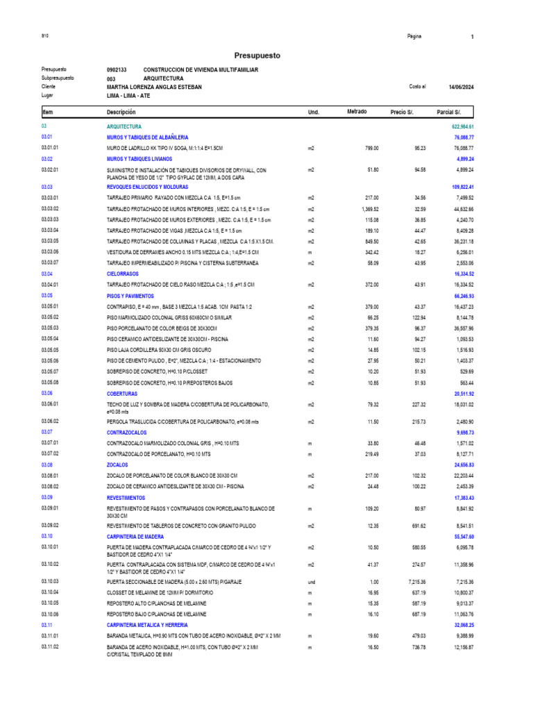 Presupuestocliente | PDF | Elementos arquitectónicos | edificio