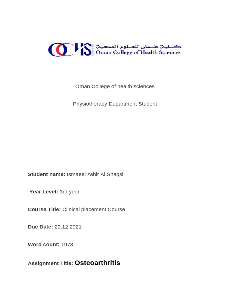 ismaeel AL shaqsi case four | PDF | Knee | Osteoarthritis