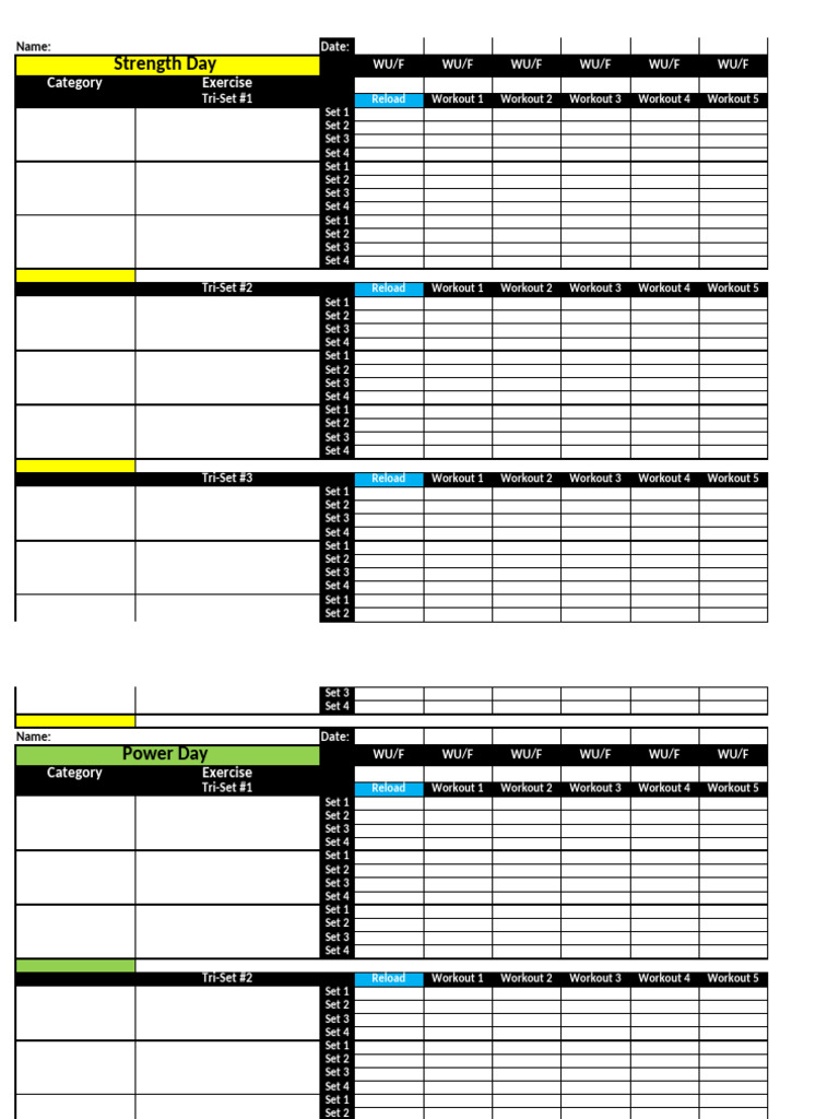 PPDM SPE Workout Chart Template PRINT | PDF | Prevention | Surgical ...