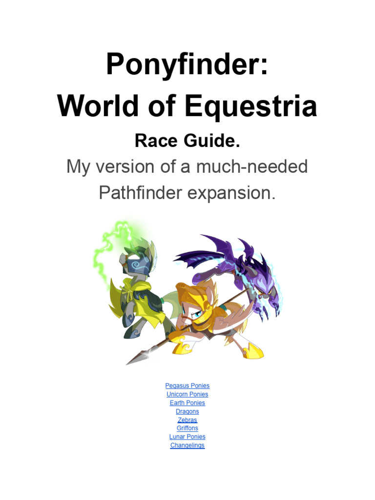 Ponyfinder - Race Guide (V1.6.5) | PDF