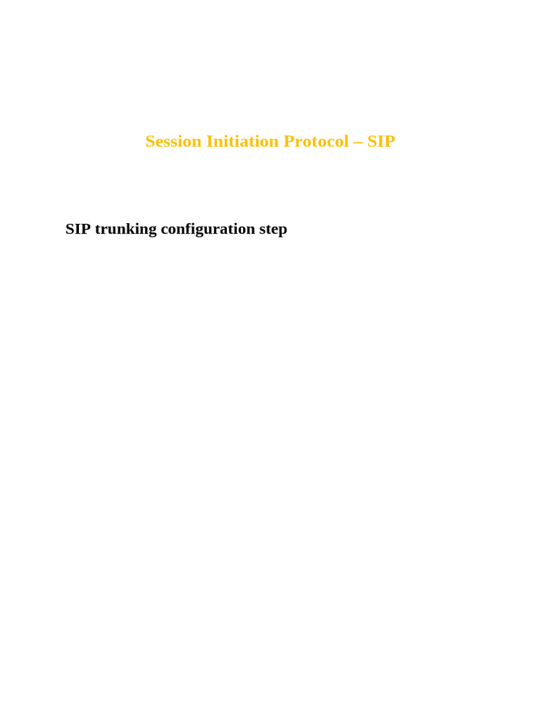 Session Initiation Protocol - SIP: SIP Trunking Configuration Step | PDF | Session Initiation ...