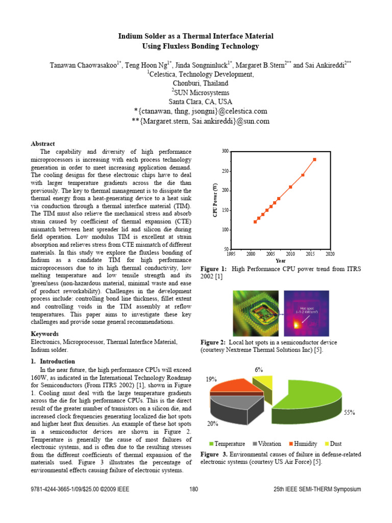 Indium solder as a thermal interface material using fluxless bonding ...