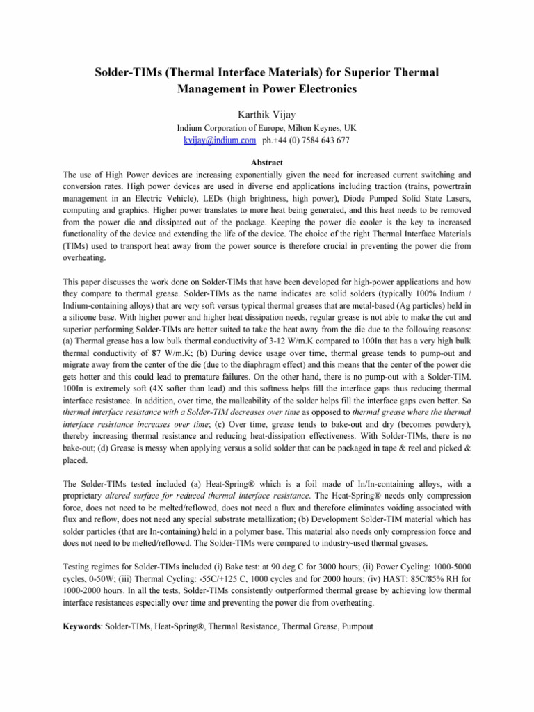 Solder-TIMs (Thermal Interface Materials) For Superior Thermal ...