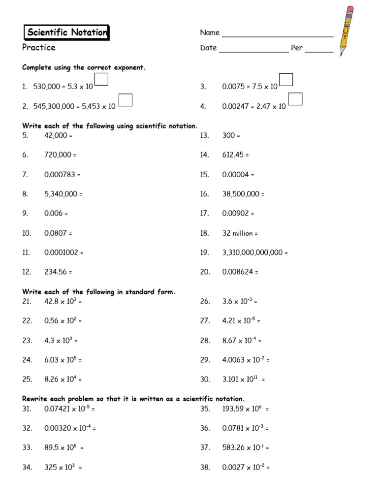 Scientific Notation HW | PDF