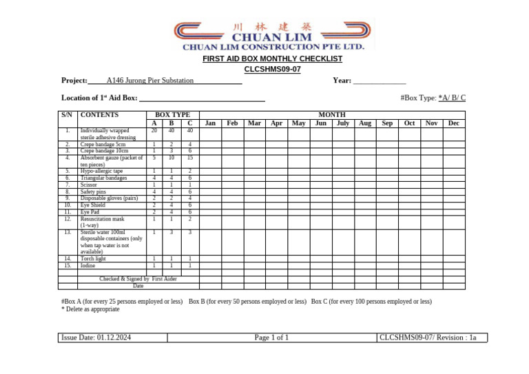 1st Aid Box CHK | PDF