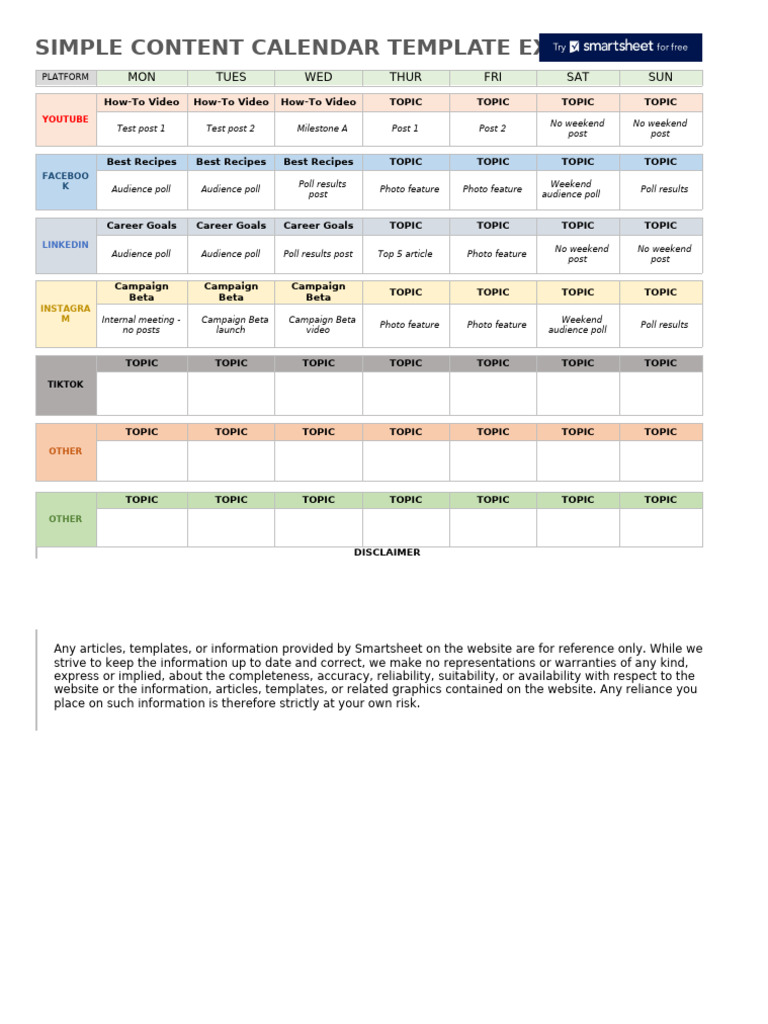 Ic Simple Content Calendar Example 8955 - Word | PDF | Human Communication