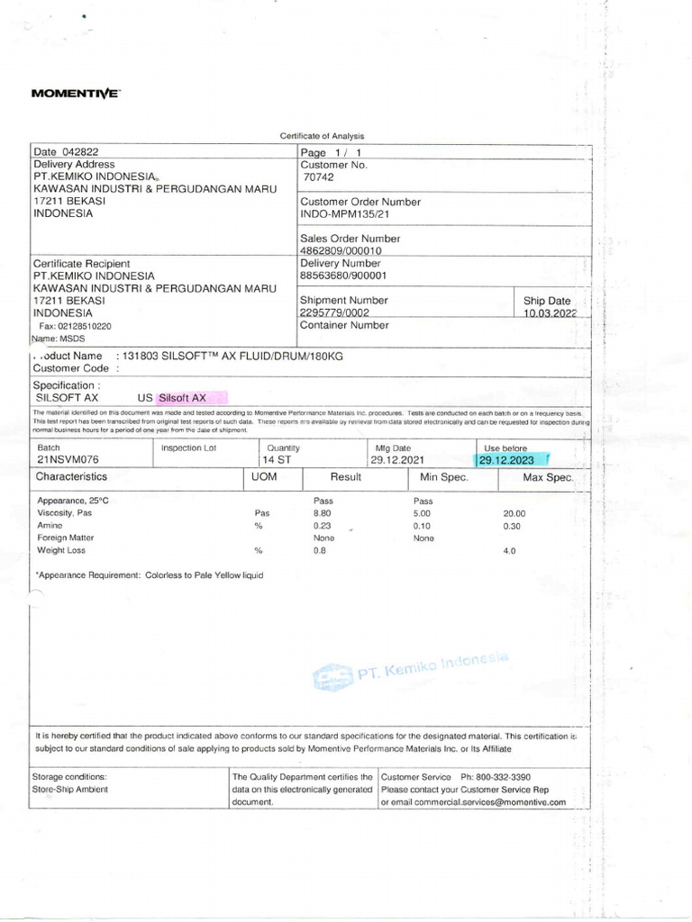 Coa Silsoft Ax | PDF