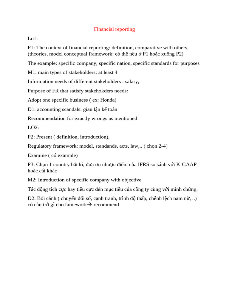 Financial Reporting Outline | PDF