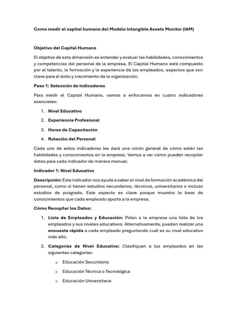 Como Medir El Capital Humano Del Modelo Intangible Assets Monitor ...