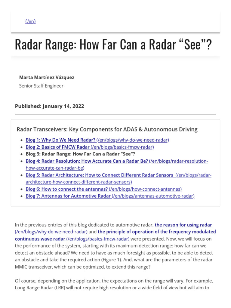 Automotive Radar Range Insights | PDF | Radar | Cmos