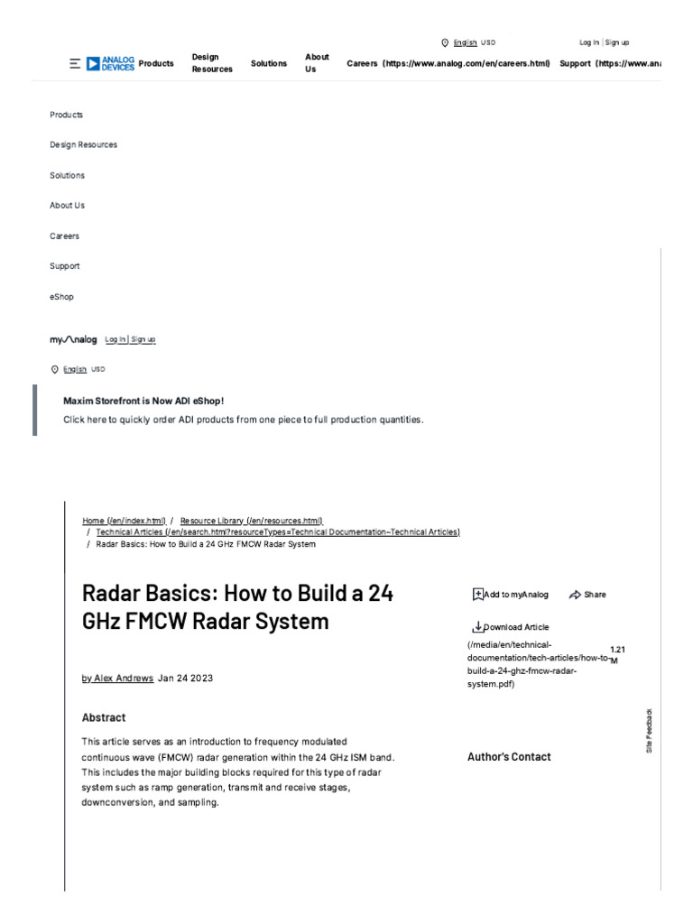 Build a 24 GHz FMCW Radar System | PDF | Radar | Signal To Noise Ratio