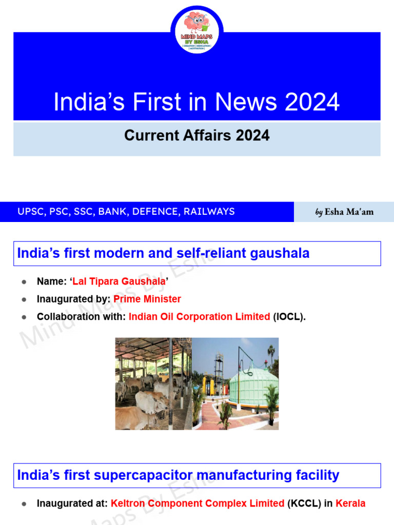 India's First Innovations and Initiatives 2024 | PDF