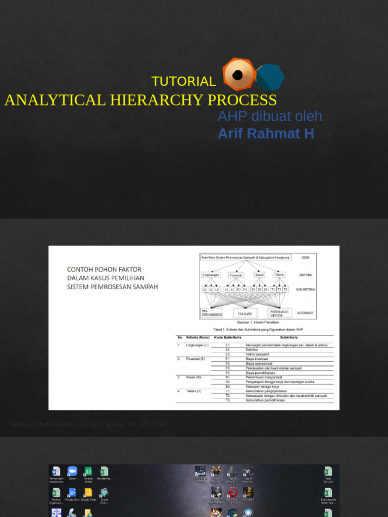 Tutorial AHP Pemilihan Pemprosesan Sampah | PDF