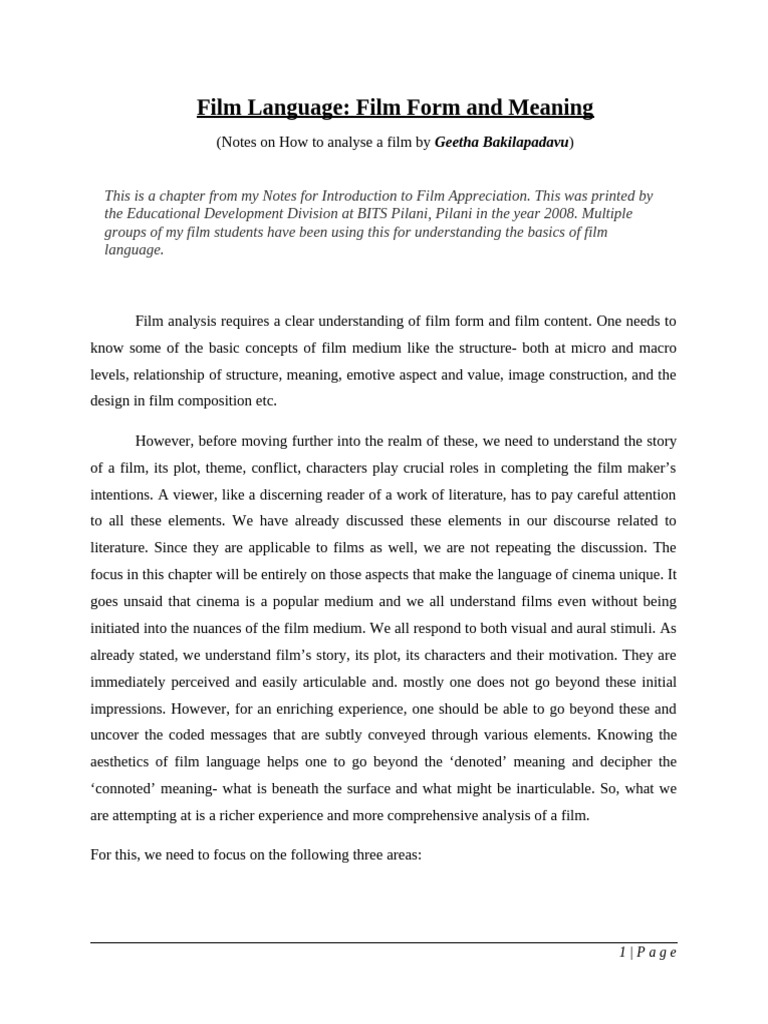 Understanding Film Form and Language | PDF | Composition (Visual Arts ...