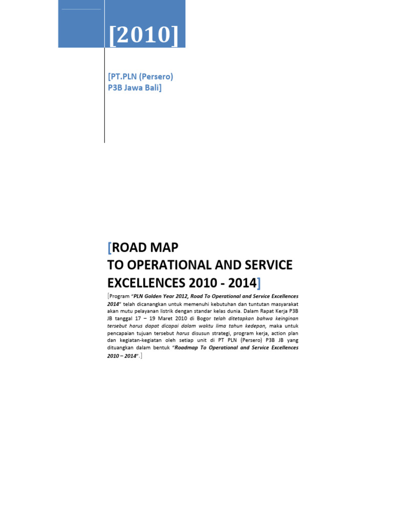 Roadmap PLN P3B 2010-2014: Layanan Unggul | PDF