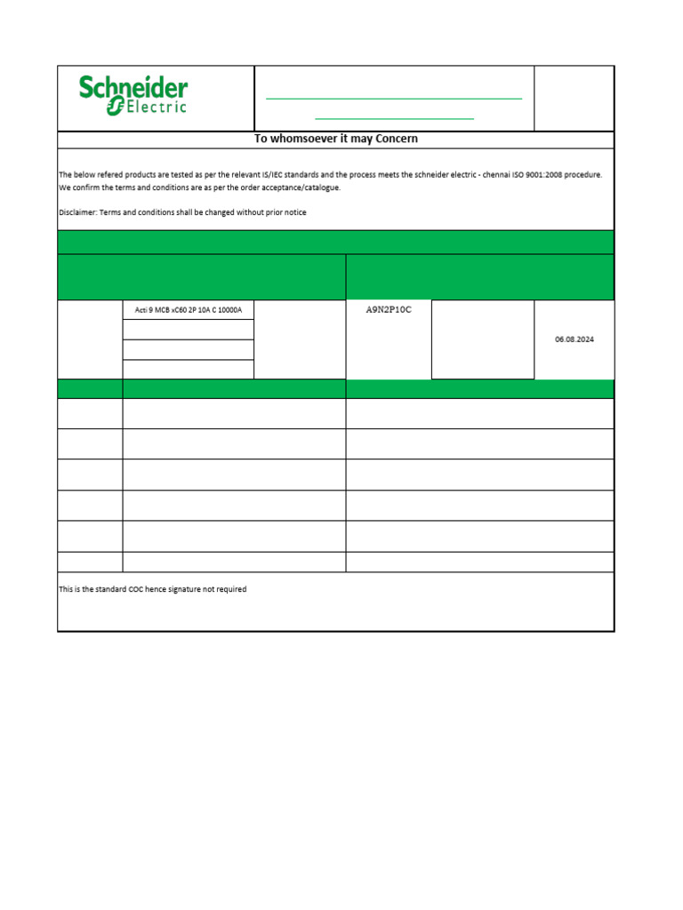 MCB Certificate | PDF