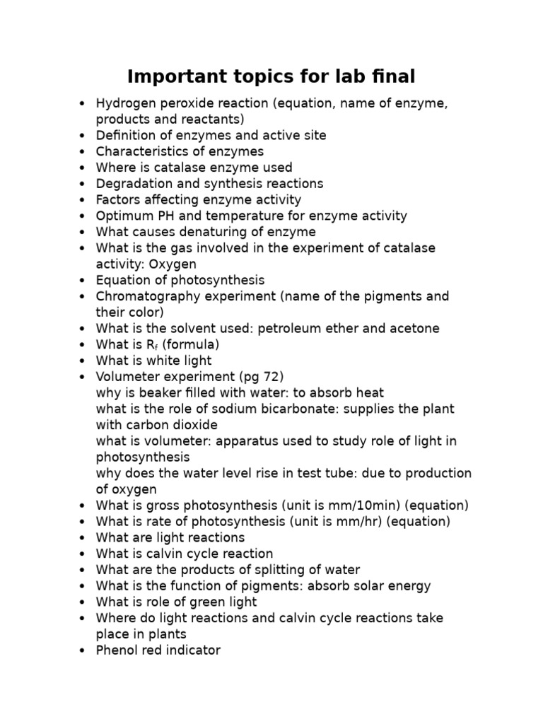 Key Topics for Lab Final Exam Review | PDF | Meiosis | Mitosis