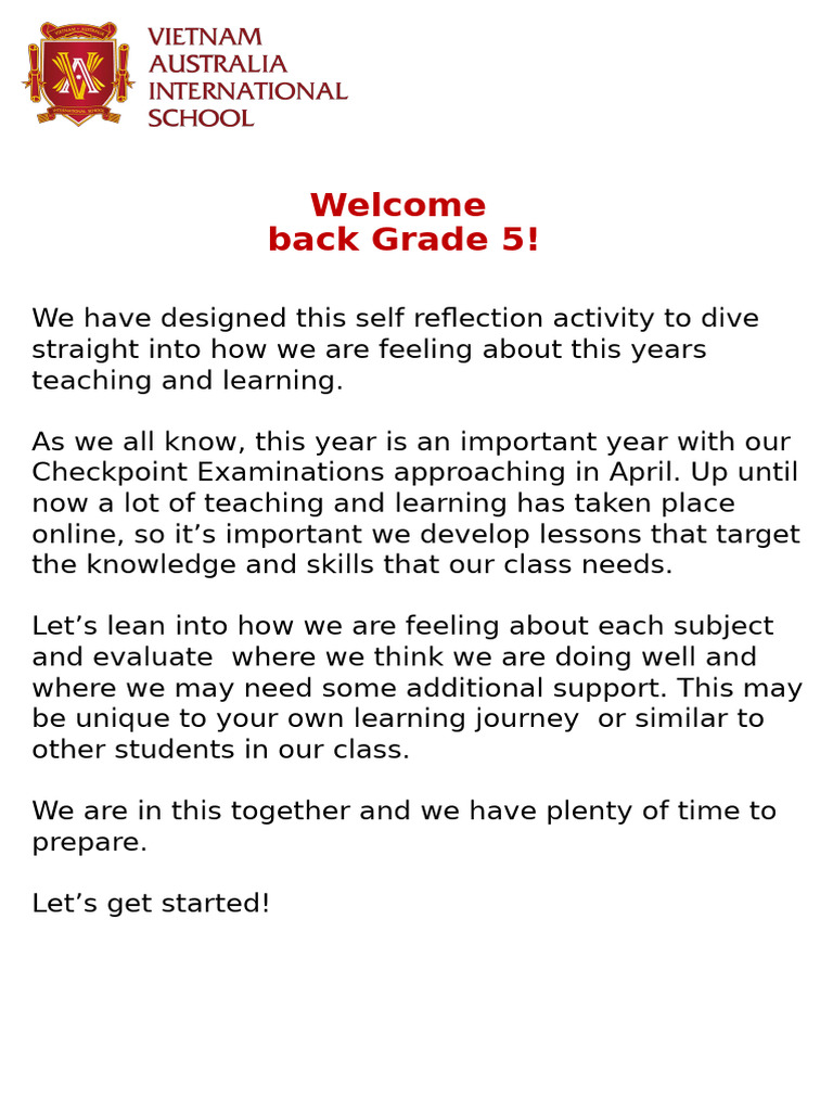 Grade 5 Reflection | PDF | Knowledge | Learning