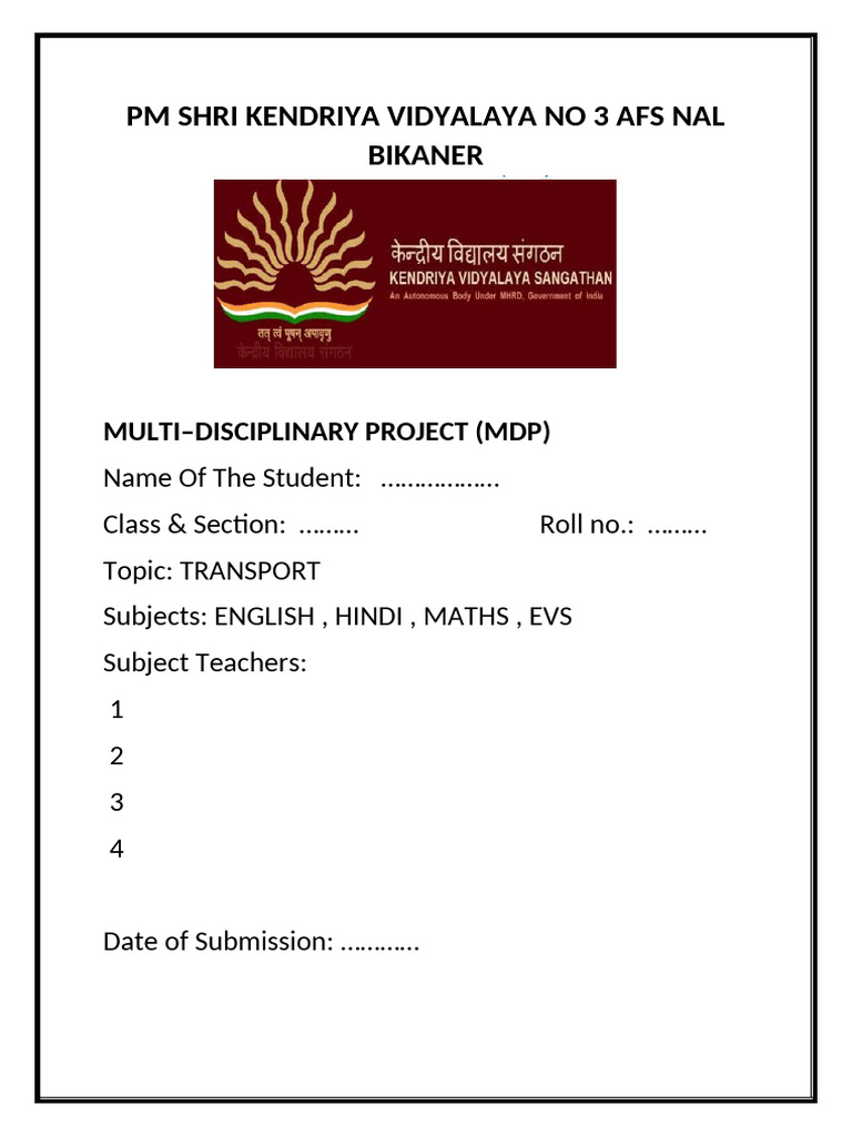 MDP Class 5 Term 1 | PDF