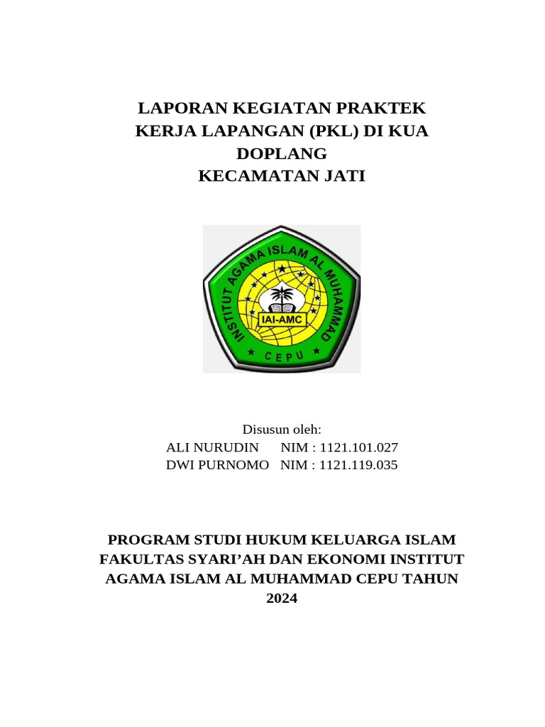 Laporan PKL di KUA Doplang 2024 | PDF