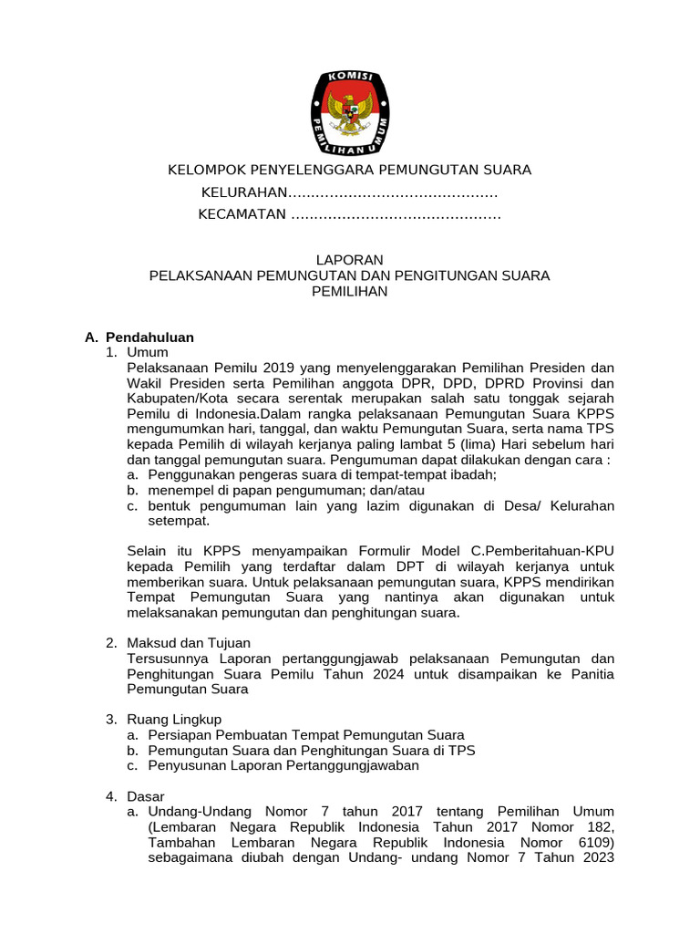 5_FORMAT LAPORAN KPPS KEGIATAN - (Kertas A4) | PDF