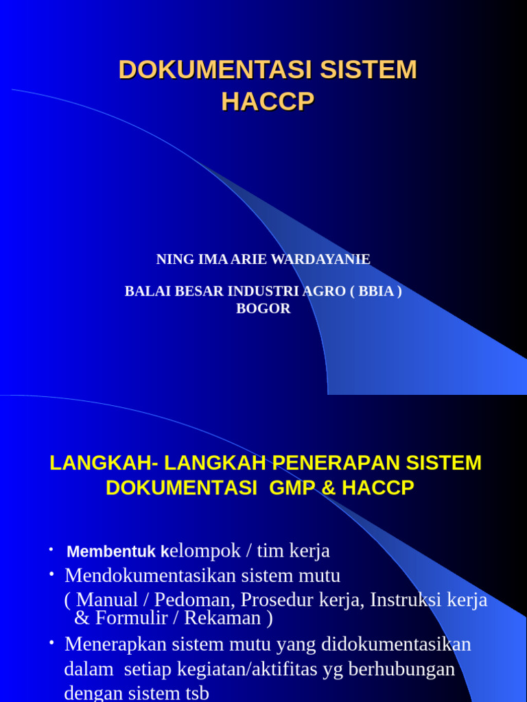 Dokumentasi Sistem HACCP | PDF