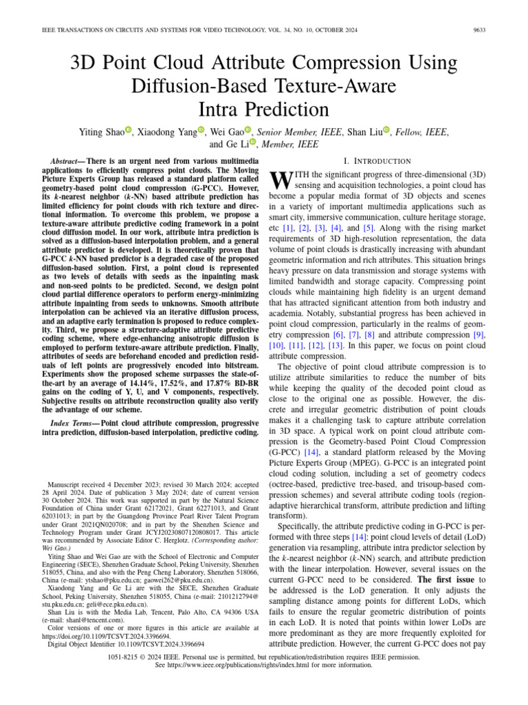 3D_Point_Cloud_Attribute_Compression_Using_Diffusion-Based_Texture-Aware_Intra_Prediction | PDF ...