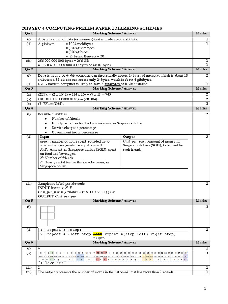SST 2018 Prelim P1 Solution | PDF | Client–Server Model | Byte