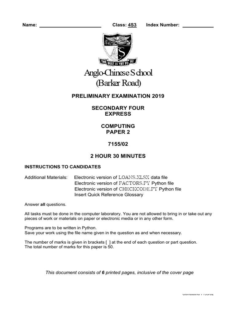 ACSBR 2019 P2 | PDF | Computer Program | Programming