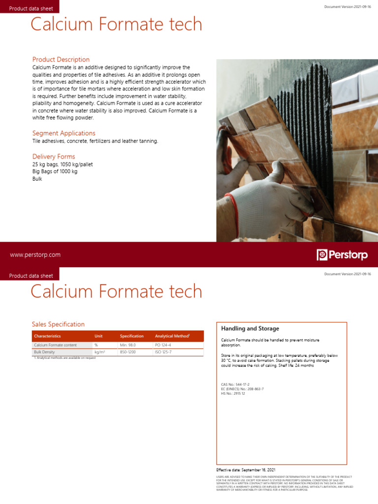 PDS_Calcium Formate tech_eng-11353 | PDF | Concrete | Pallet