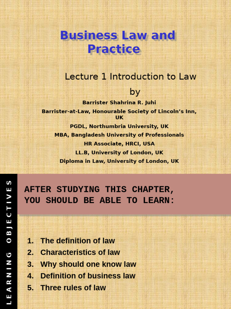 Lecture 1 Introduction To Law | PDF | Civil Law (Legal System ...