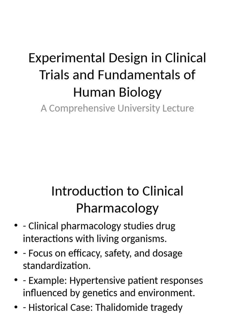 Experimental Design Lecture Updated | PDF | Clinical Trial | Pharmacology