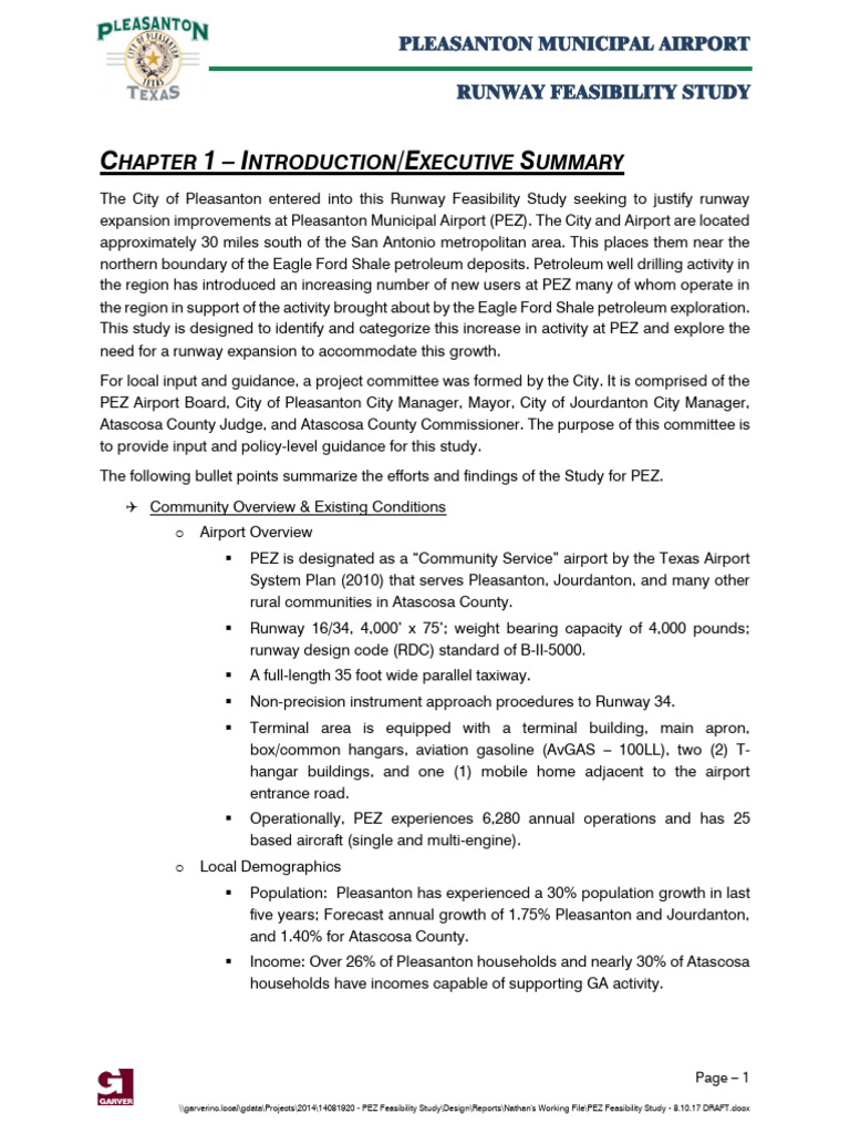 PEZ Feasibility Study - 8.10.17 - FINAL | PDF | Runway | Airport