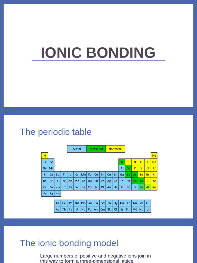 Ionic Bonding Notes | PDF | Ion | Ionic Bonding