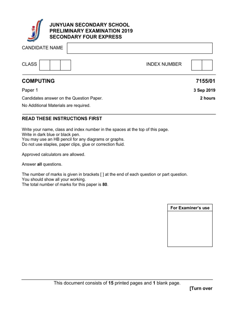 JYSS 2019 P1 | PDF | Computing | Computer Science