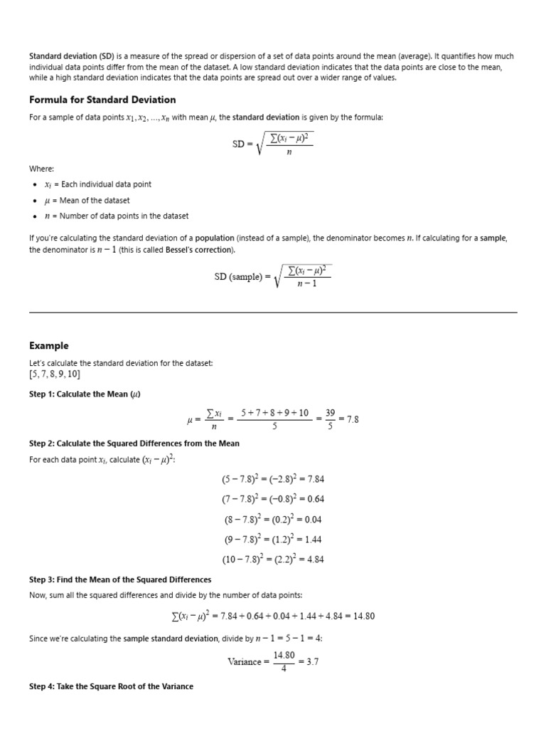 SD Variance Skewness Kurtosis | PDF | Standard Deviation | Statistics