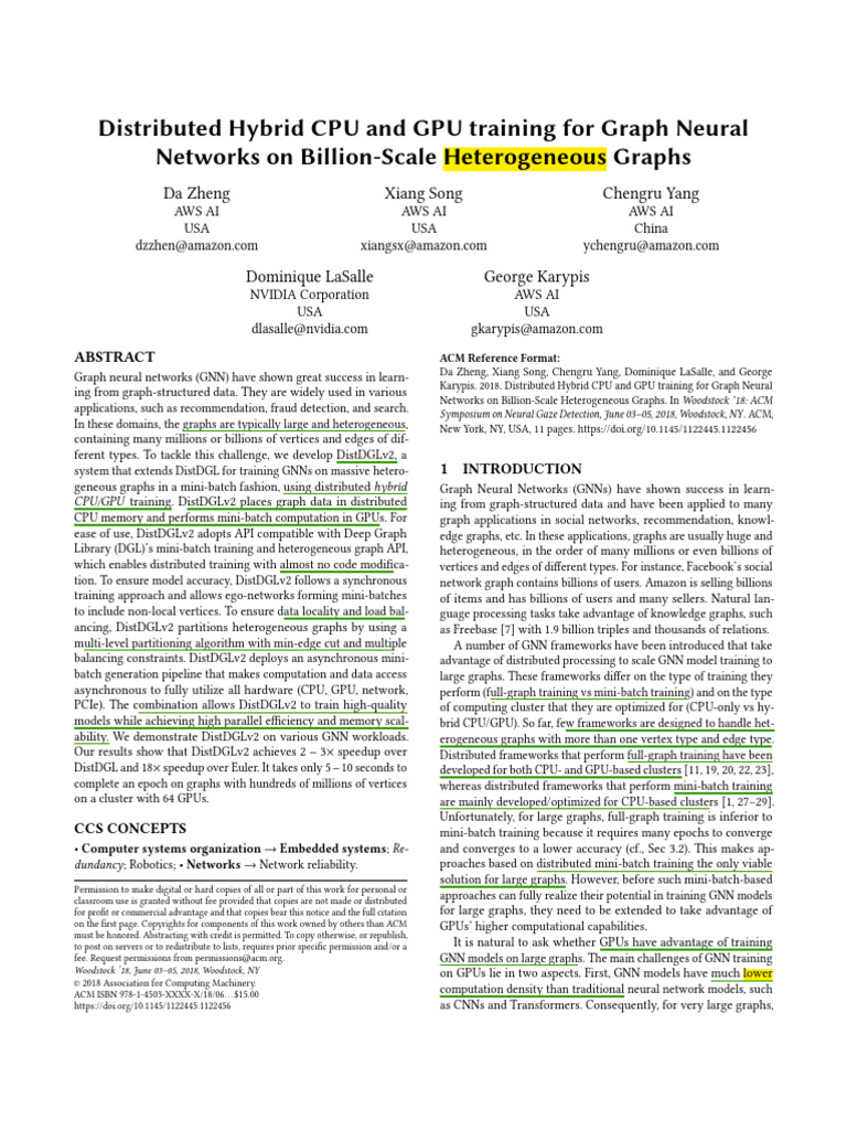 Distributed Hybrid CPU and GPU Training For Graph Neural | PDF | Graphics Processing Unit ...