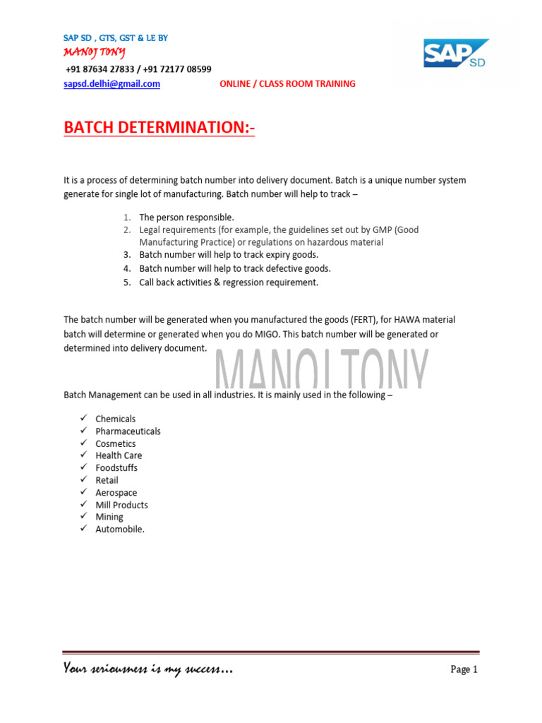 SAP SD_Batch Determination By Manoj | PDF | Shelf Life | Computing SAP SD_Batch Determination By Manoj | PDF | Shelf Life | Computing