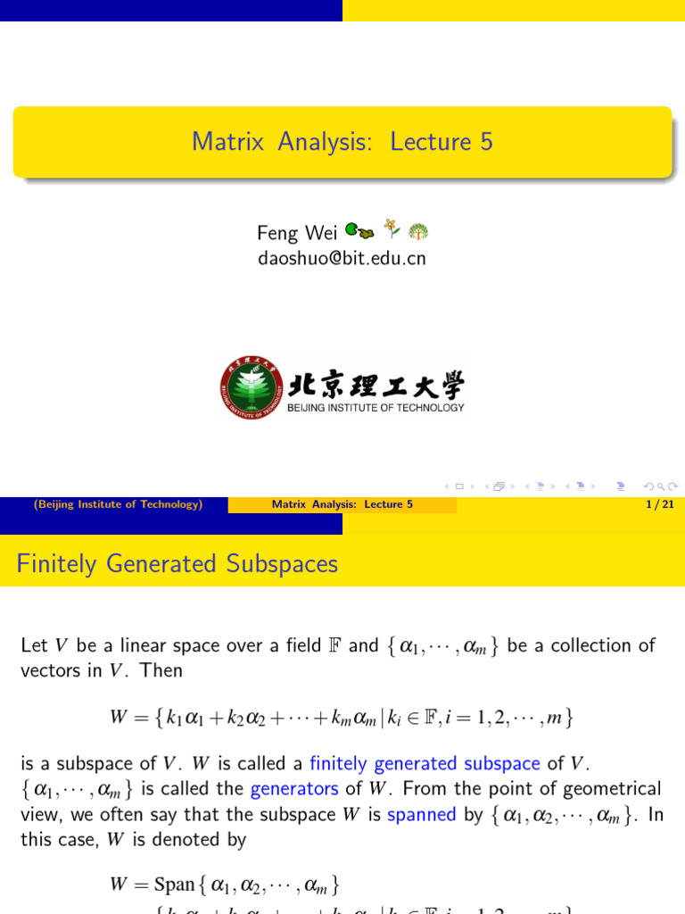 Lecture 5 | PDF | Linear Subspace | Eigenvalues And Eigenvectors