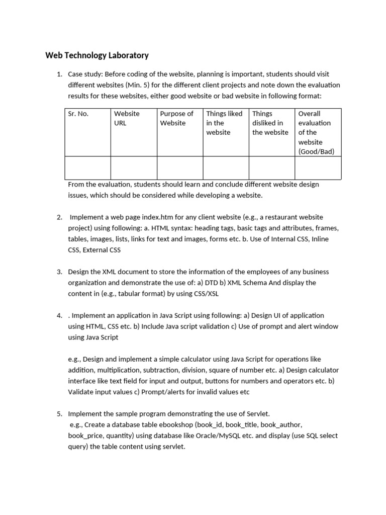 Web Technology Laboratory - TE | PDF | Html Element | World Wide Web