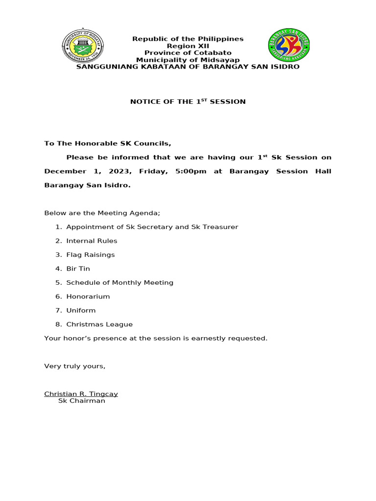 1st Notice, Dec 1 | PDF