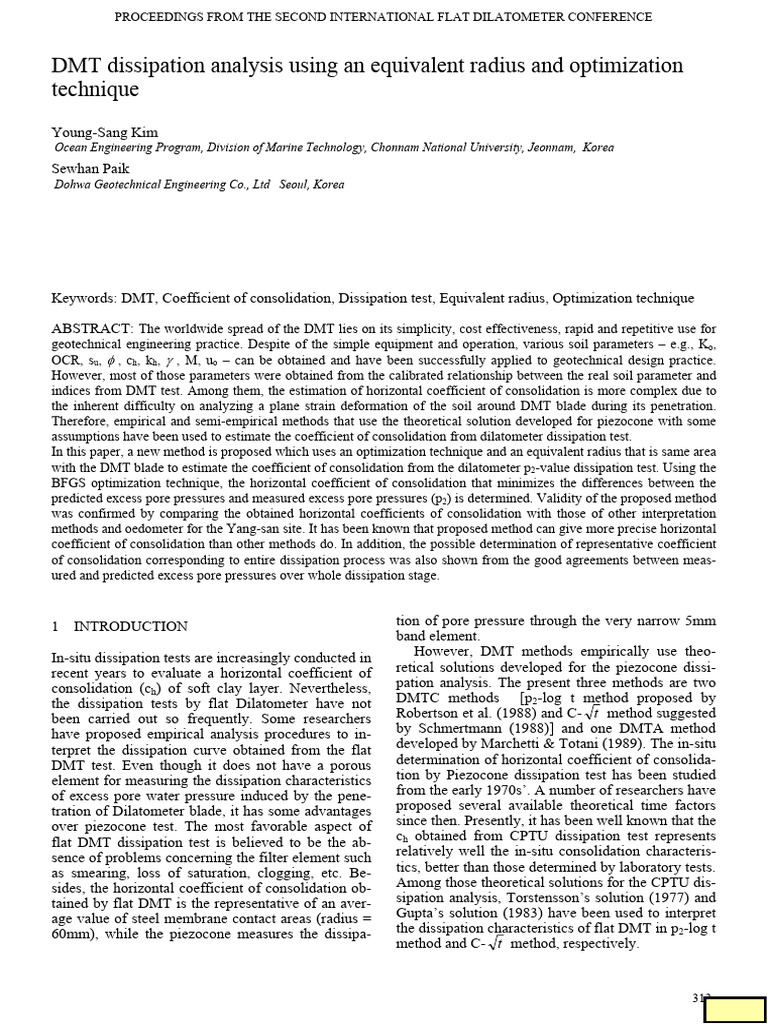 DMT Dissipation Analysis Using An Equivalent Radius and Optimization | PDF | Mathematical ...