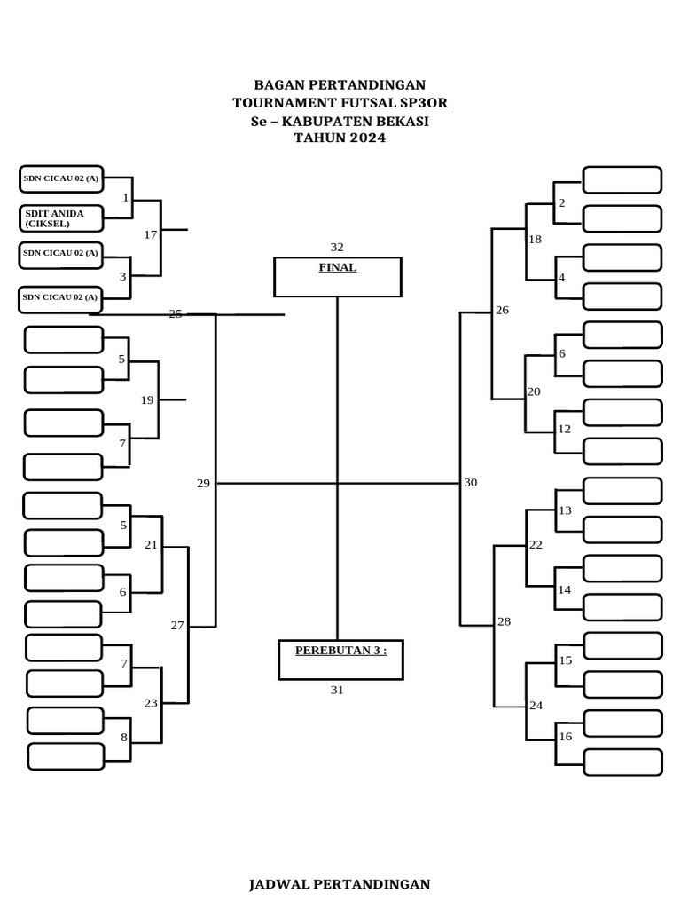 Bagan Pertandingan Futsal 32 Tim 2024 | PDF | Teori Catur | Catur