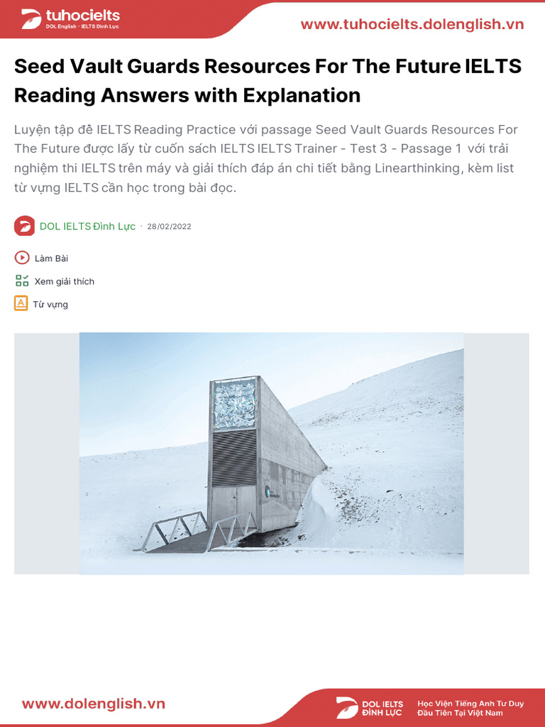 Seed Vault Guards Resources For The Future | PDF