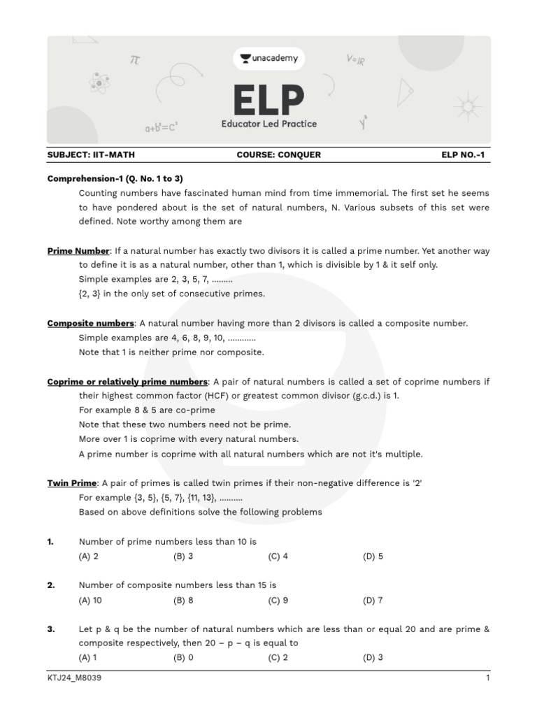 ELP-1 To 10 1723710127222 | PDF | Numbers | Rational Number
