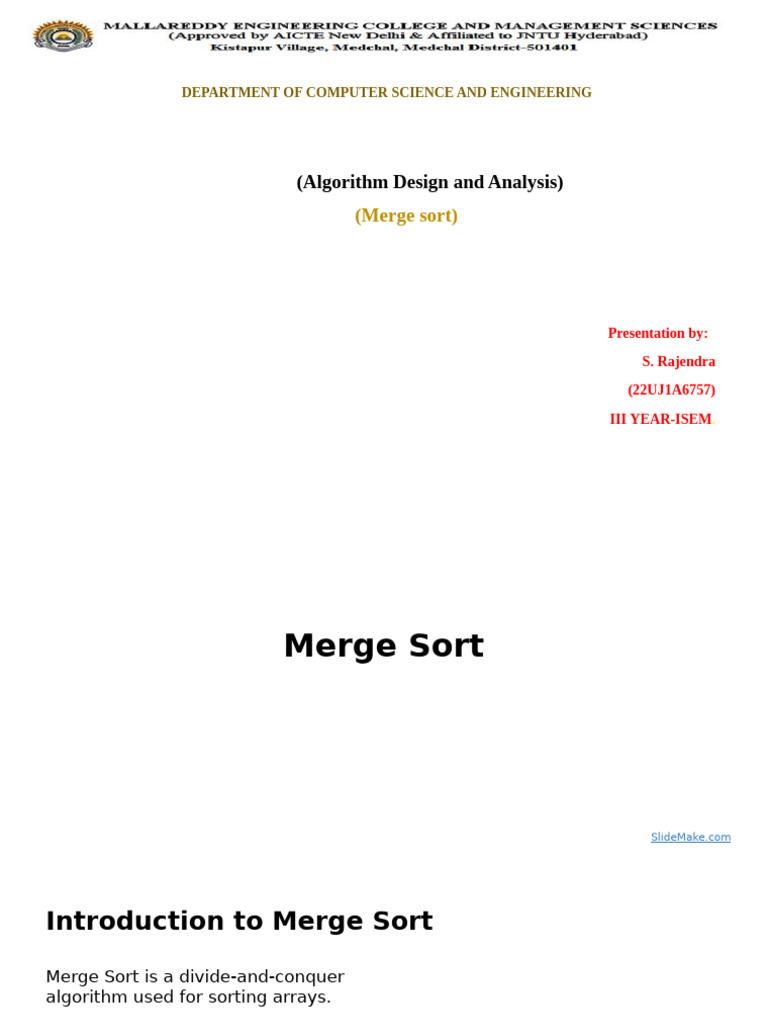Merge Sort | PDF