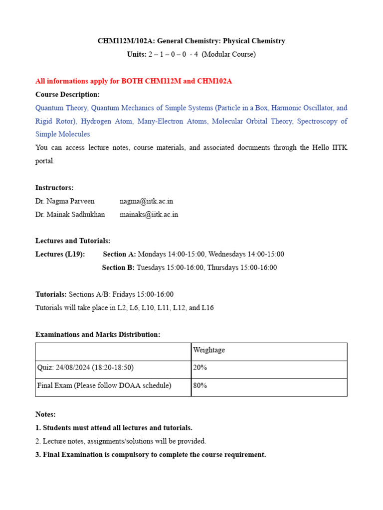 Chm102a FCH | PDF | Molecules | Chemistry