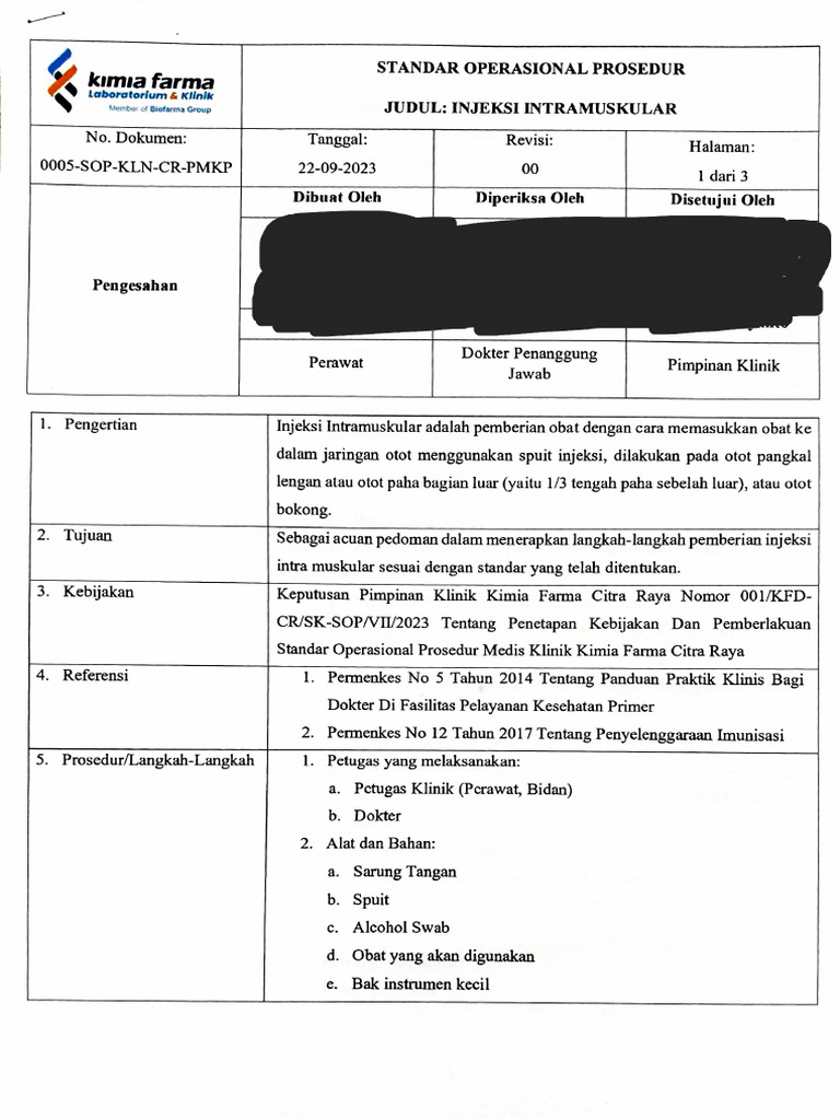 Sop Injeksi Intramuskular - 241223 - 114426 | PDF