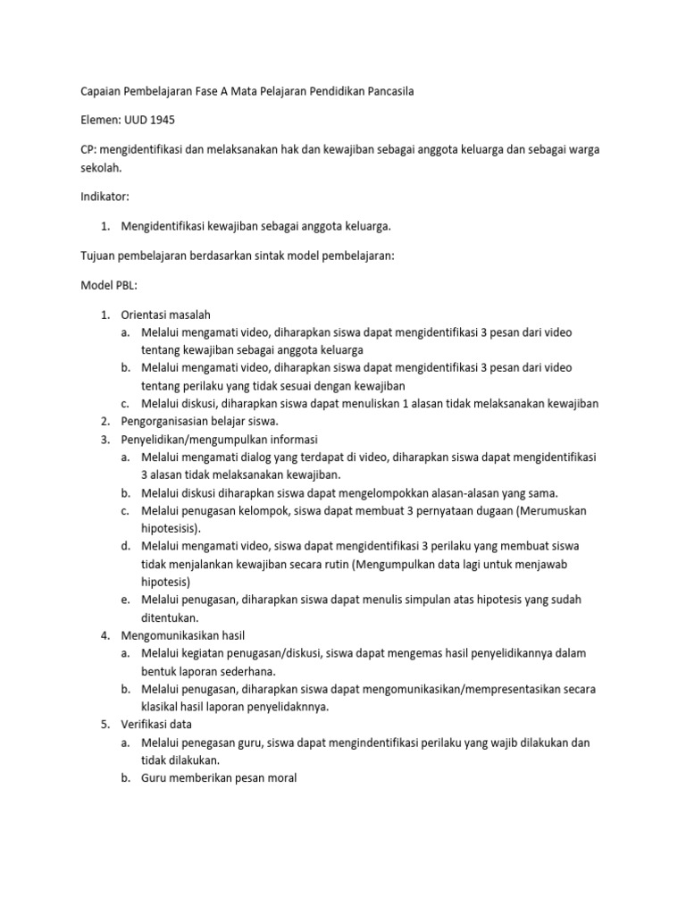 Contoh Implementasi PBL | PDF